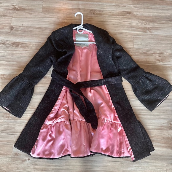 Beth Bowley | Jackets & Coats | Beth Bowley Black Metallic Pink Ruffled ...